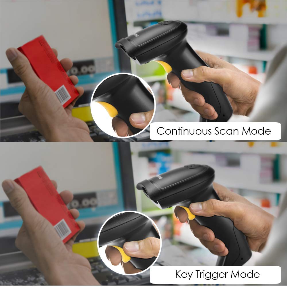 Eyoyo Wireless 1D Barcode Scanner, Handheld 2-in-1 2.4GHz Wireless ...