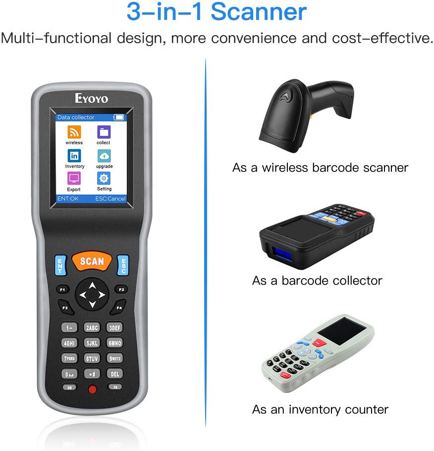 Eyoyo Inventory Scanner, Portable 1D Wireless Barcode Scanner Data ... Eyoyo Inventory Scanner, Portable 1D Wireless Barcode Scanner Data ...