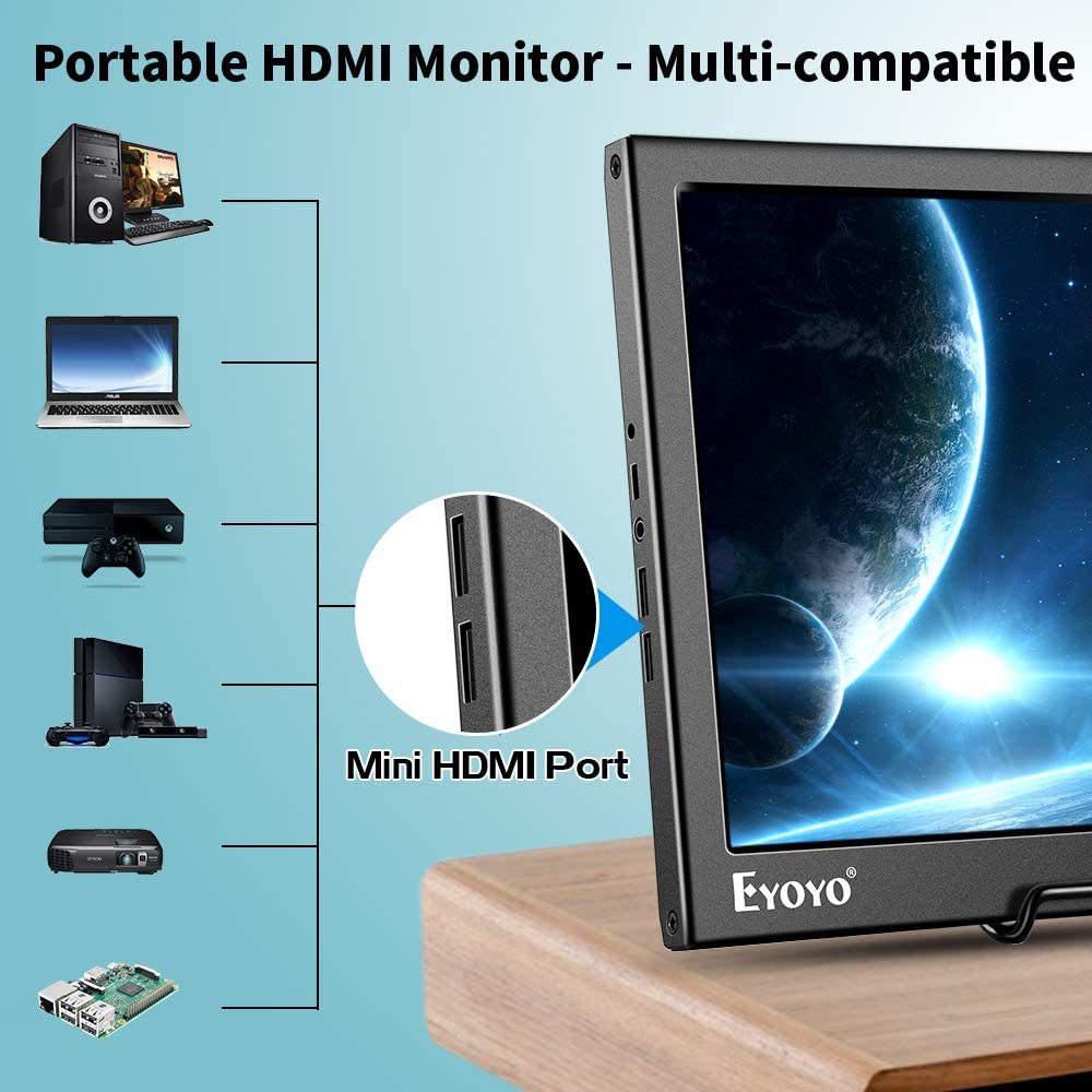 Eyoyo EM13 Portable HDMI Monitor 13.3 inch Monitor 1080P Dual HDMI ...