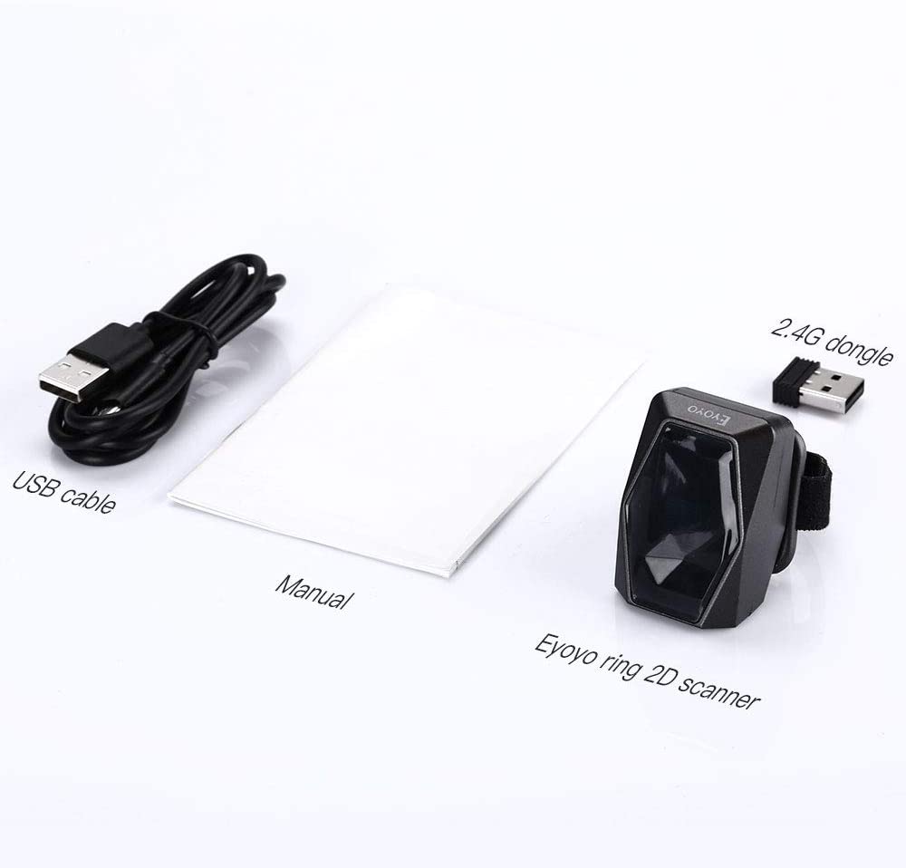Eyoyo EY-016 2D Finger Ring Barcode Scanner, Mini Wearable 3-in-1 USB ...