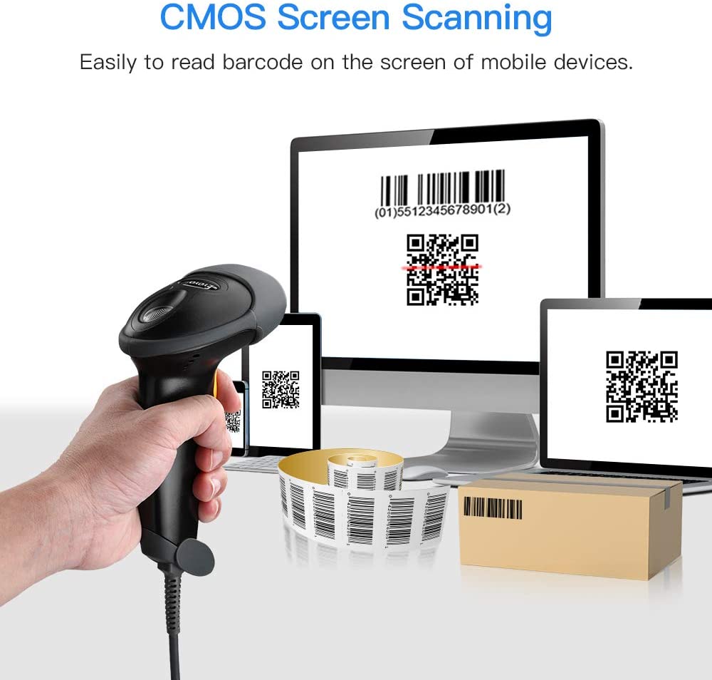 Eyoyo EY-H2 Handheld USB 2D Barcode Scanner QR PDF417 Data Matrix 1D ...