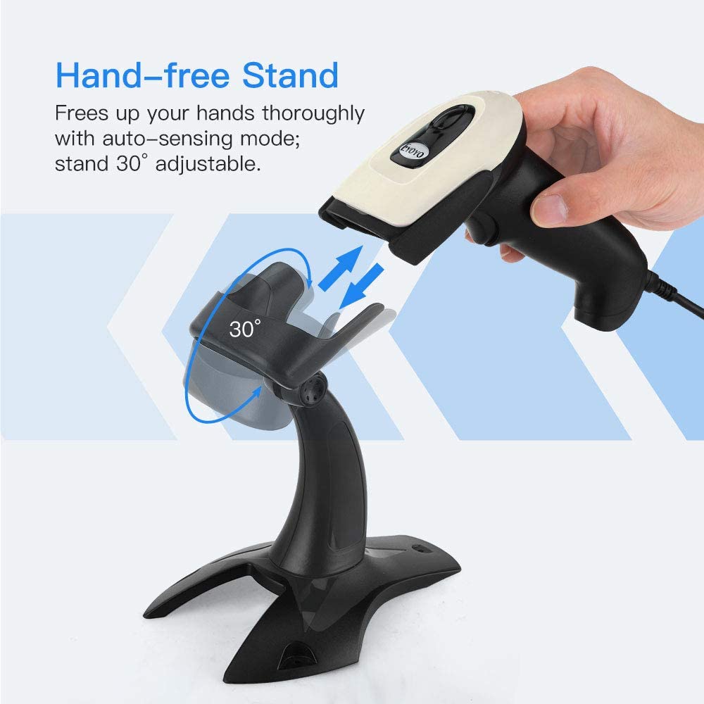 Eyoyo EY-011 Wireless 2D QR Barcode Scanner with Adjustable Stand ...
