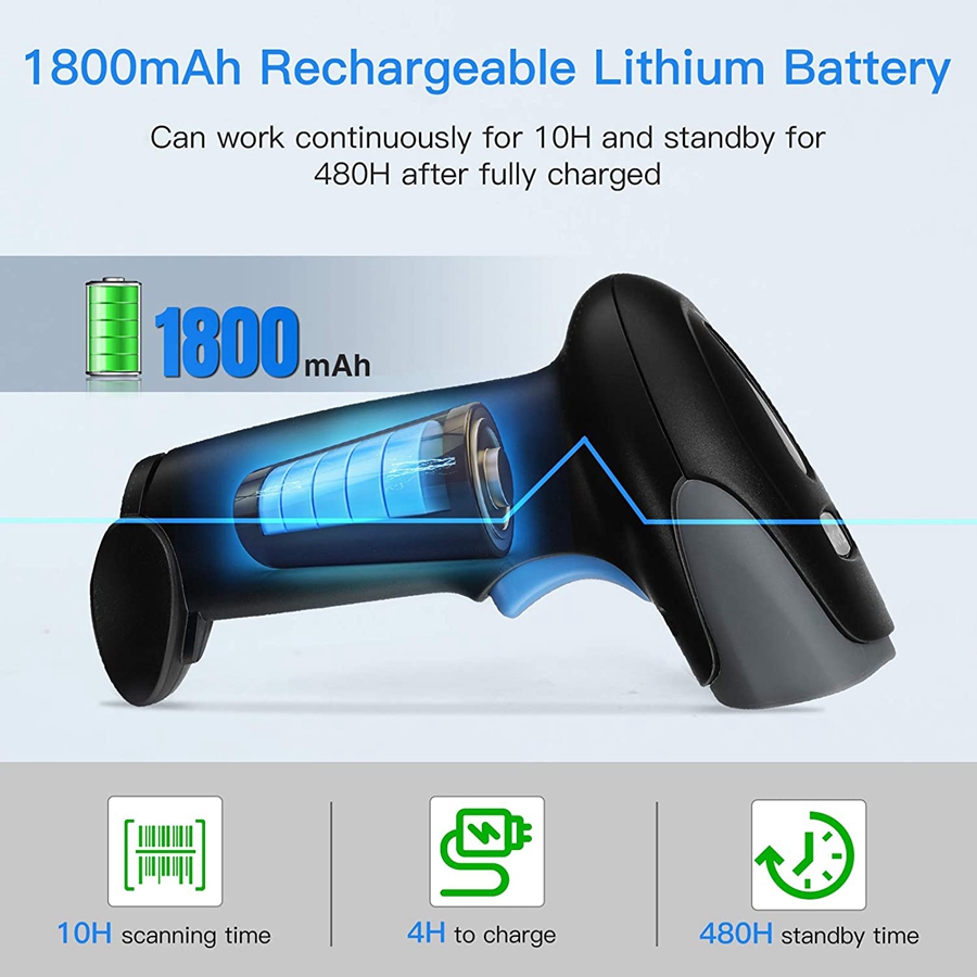 Eyoyo EY-019 2D Bluetooth Barcode Scanner, Handheld Wireless USB Wired ...