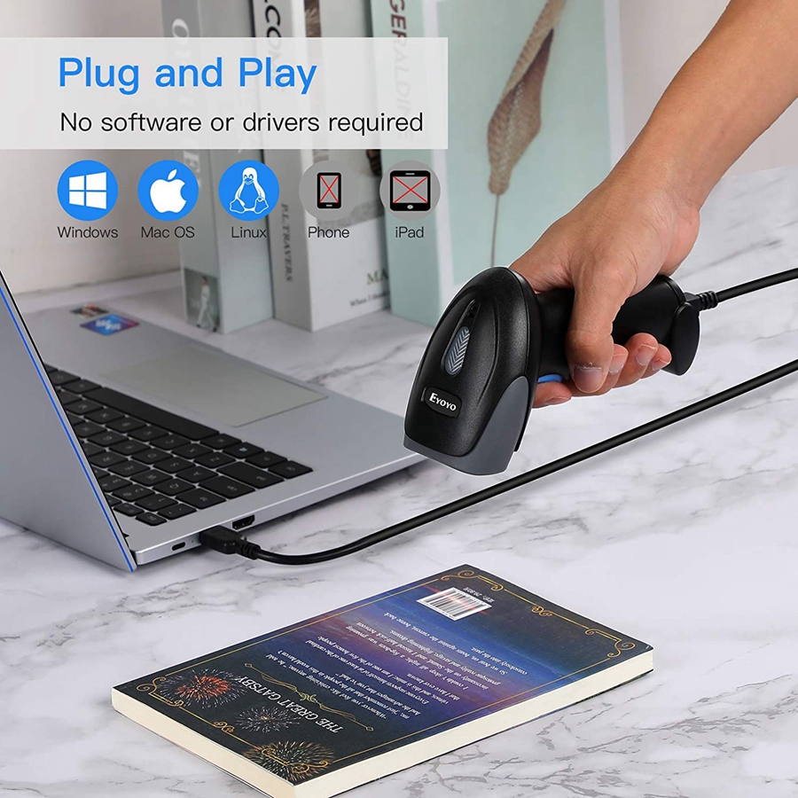 Eyoyo EY-019Y Barcode Scanner USB, Handheld Wired 1D 2D QR Barcode ... Eyoyo EY-019Y Barcode Scanner USB, Handheld Wired 1D 2D QR Barcode ...