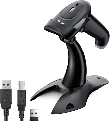 Eyoyo 2D Barcode Scanner 3-in-1 with Stand, USB Wired, Bluetooth & 2.4G ...